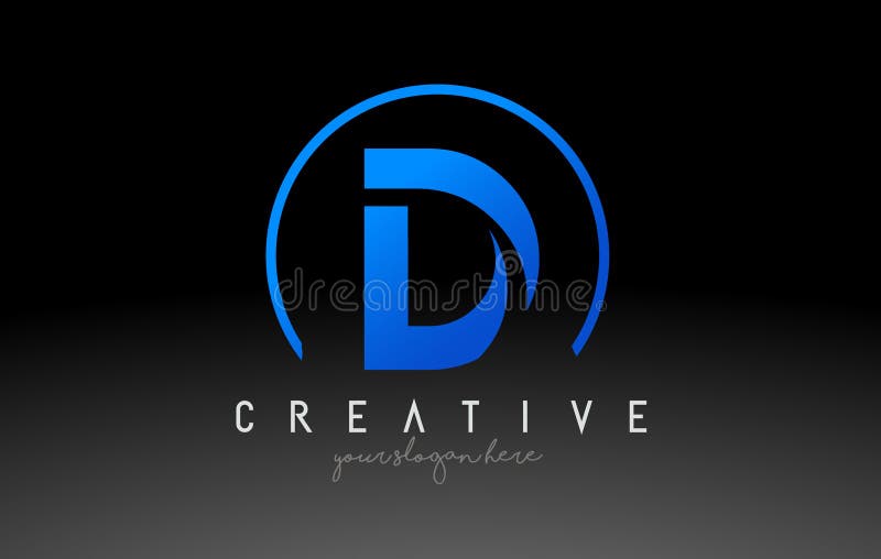 D Letter Logo Design with Black Blue Color. Cool Modern Icon Template ...