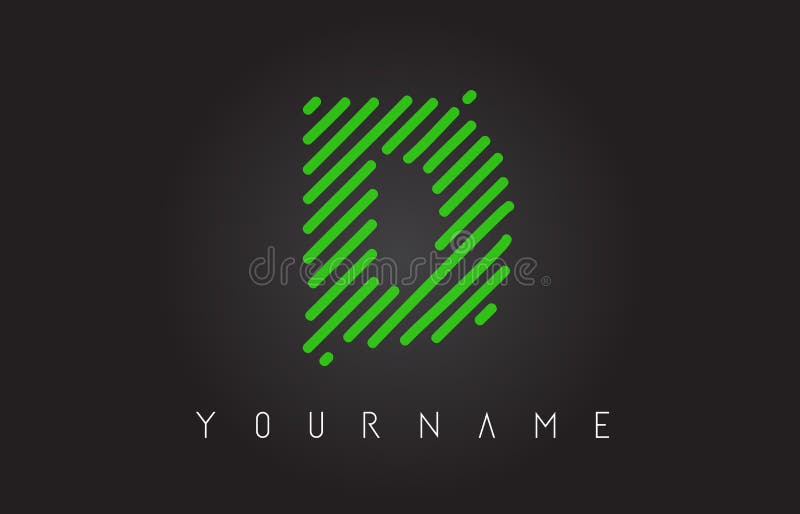 D Letter Logo Design with Neon Green Lines Stock Vector - Illustration ...