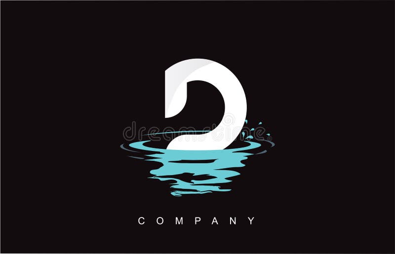D Letter Logo Design with Water Splash Ripples Drops Reflection Stock ...