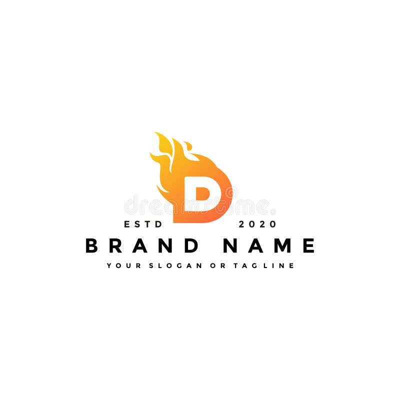 Letter D With Flame Fire Vector Logo Design Stock Vector - Illustration ...