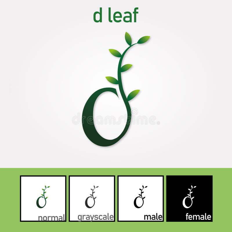 D Letter Logo. Green Color. Leaf Style - Vector Stock Vector ...