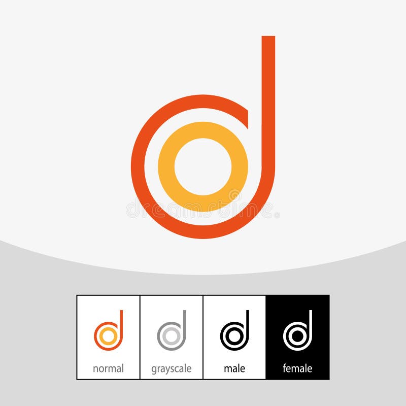 D Letter Logo. Orange and Yellow Stock Vector - Illustration of sign ...