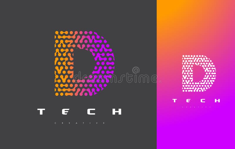 D Letter Logo Technology. Connected Dots Letter Design Vector. Stock ...