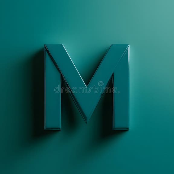 3D Letter M with a Bold, Glossy Finish in a Vibrant Black Solid ...