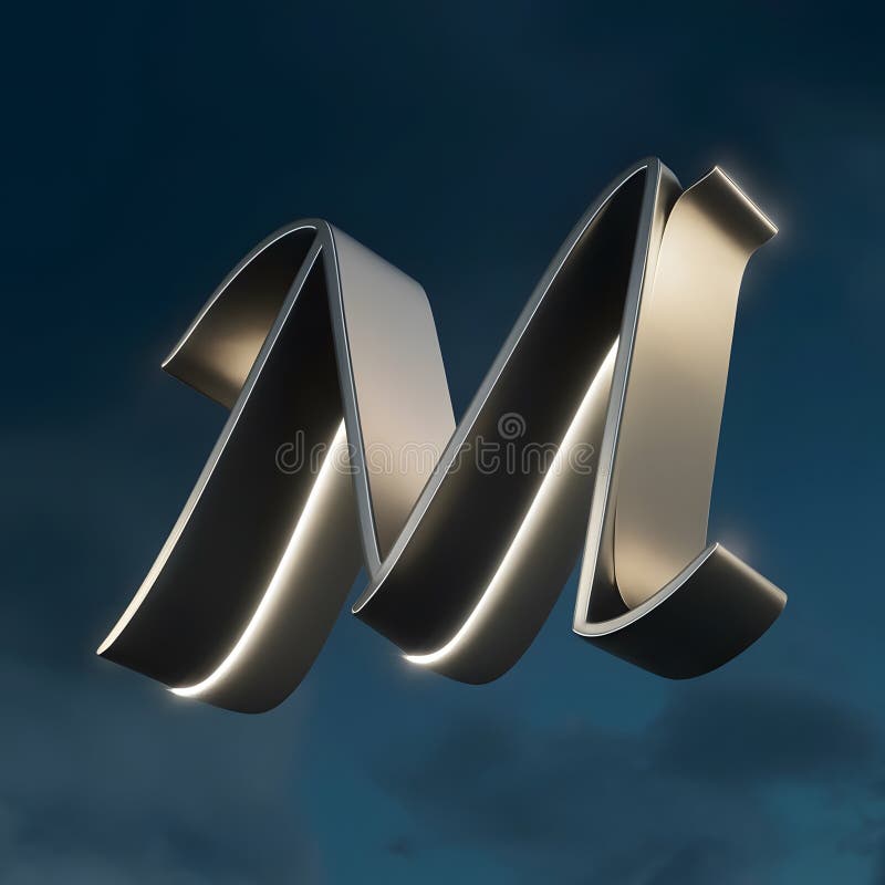 3D Letter M Matte Finish Solid Color Background AI Generated Stock ...
