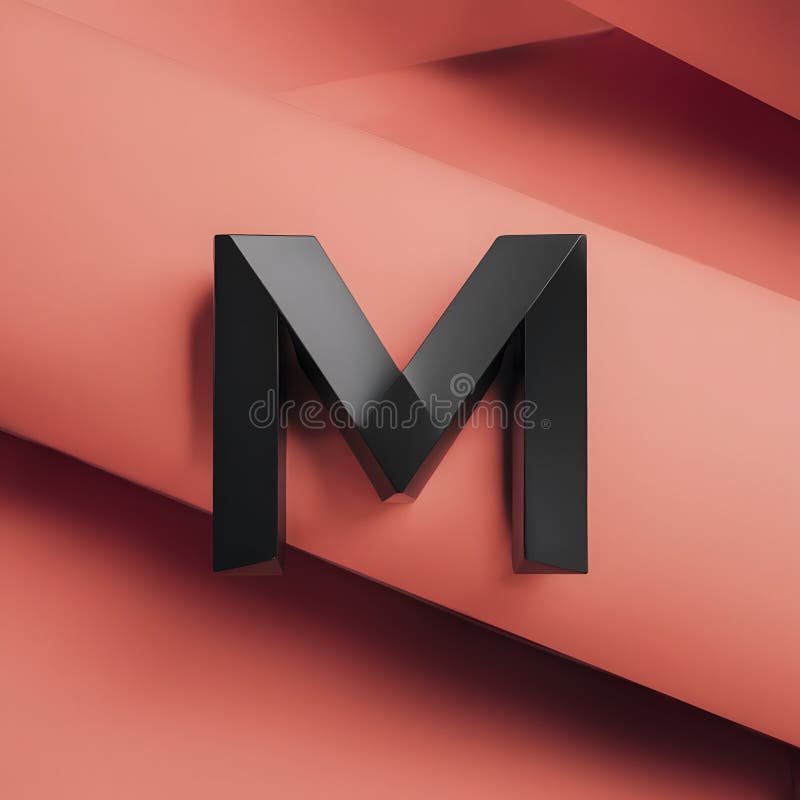 3D Letter M Matte Finish Solid Color Background AI Generated Stock ...