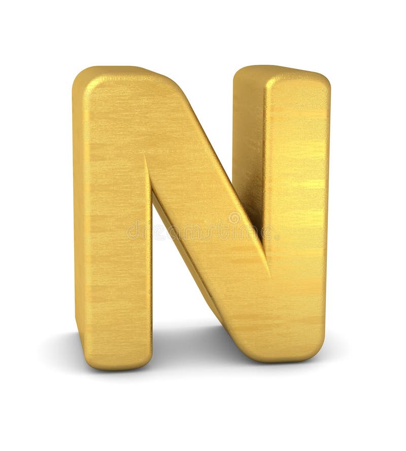 3d letter N gold stock illustration. Illustration of rendering - 153049436