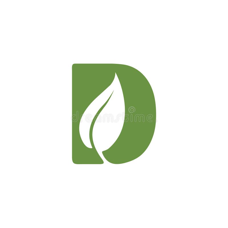 D Letter Nature Leaf Combination Logo Design Stock Vector ...