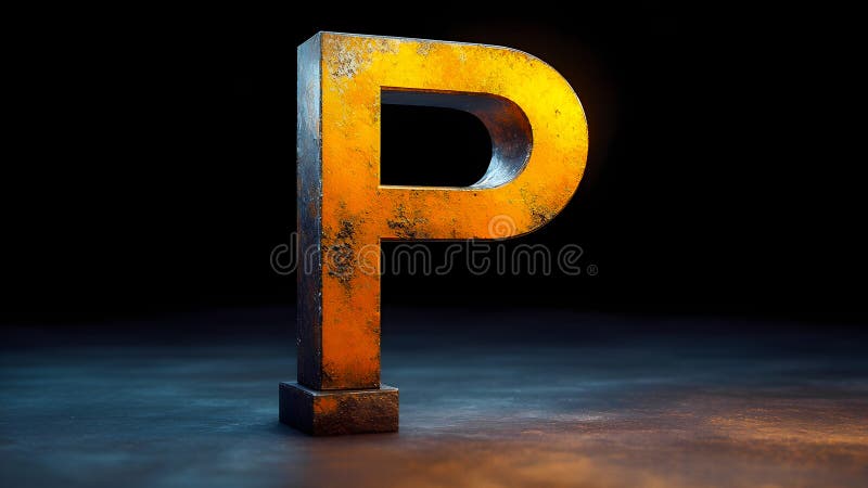 3D Letter P, Metallic Look, Dramatic Shadows, Full Screen Stock ...