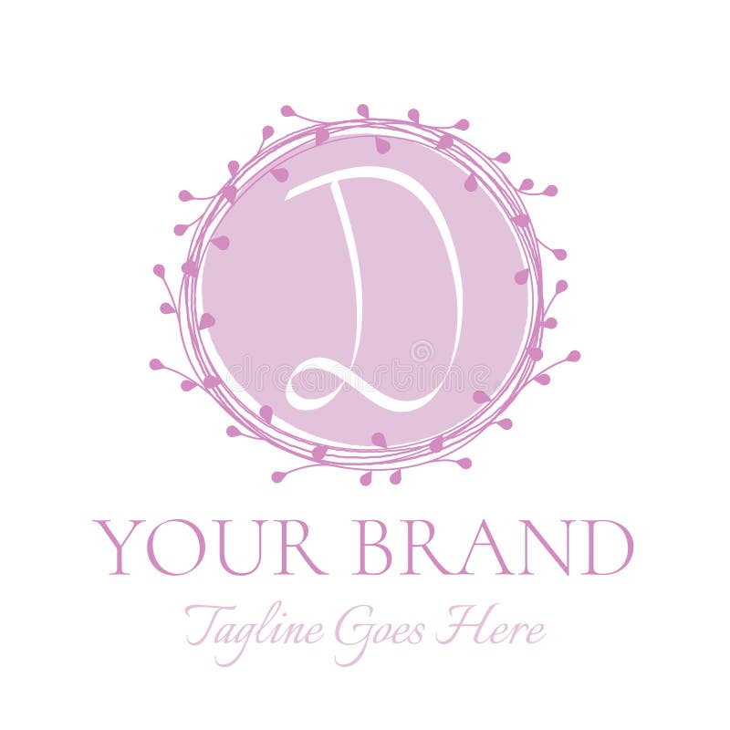D Letter Pink Round Floral Logo Stock Vector - Illustration of pink ...