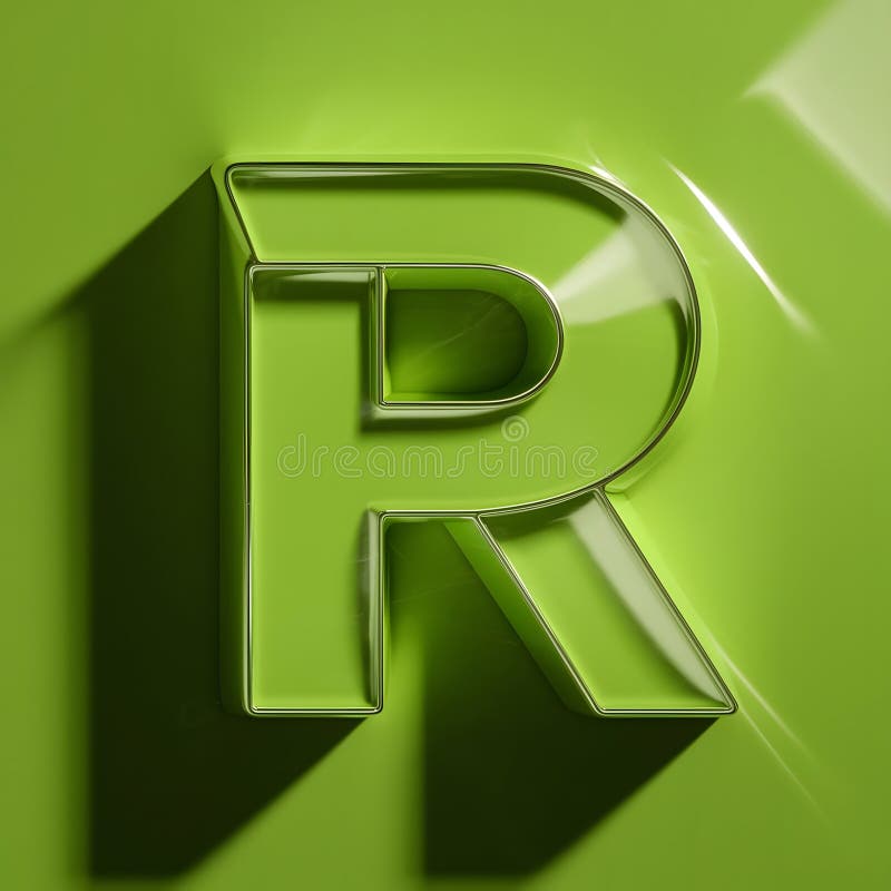 3D Letter R with a Bold, Glossy Finish in a Vibrant Black Solid ...