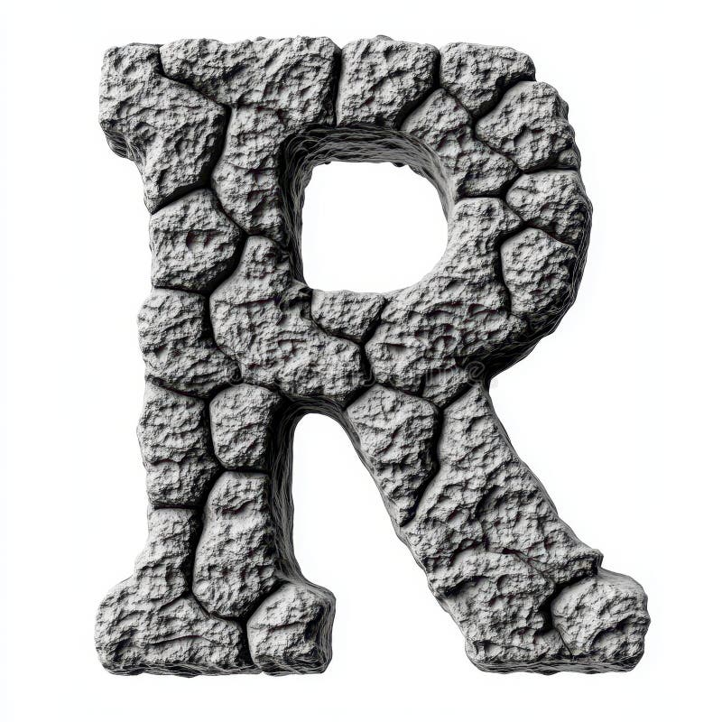 A 3D Letter "R" Designed To Resemble Textured Stone, Suitable for ...