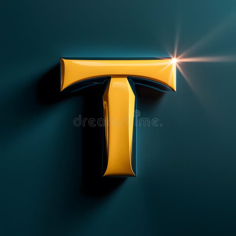 3D Letter T with a Bold, Glossy Finish in a Vibrant Black Solid ...