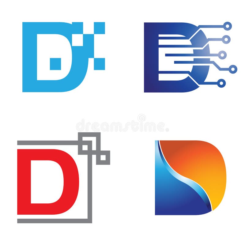 D - Letter Technology Internet and Computer Symbol Logo Template Stock Vector - Illustration of ...