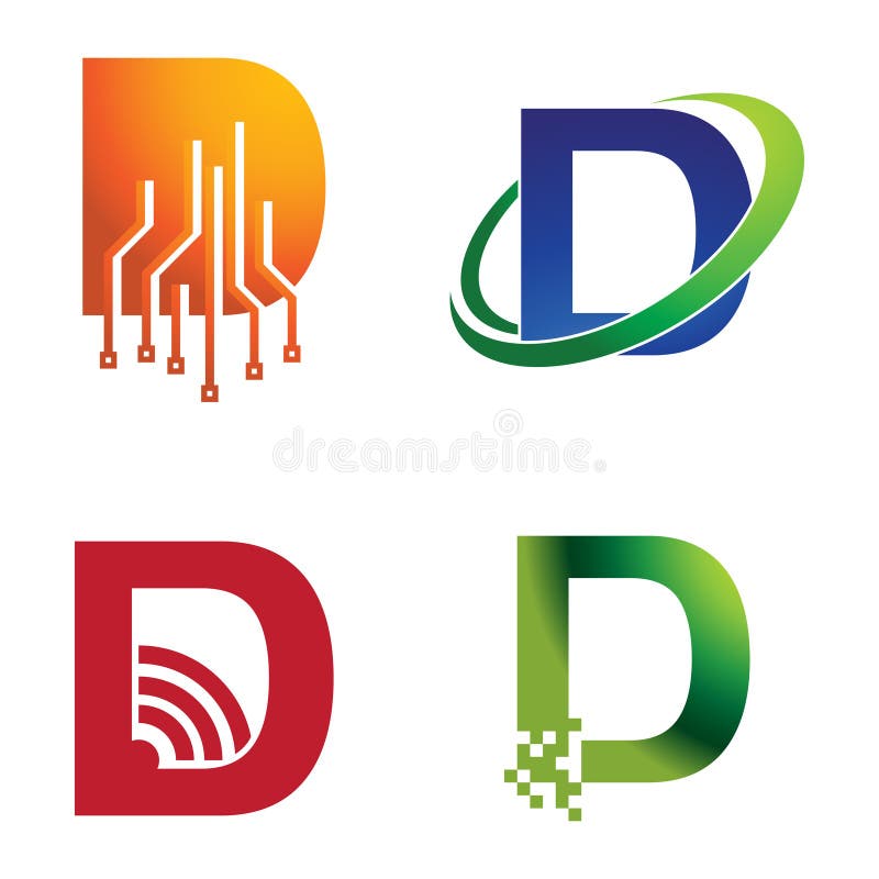 D Letter Technology Internet and Computer Symbol Logo Template Stock ...