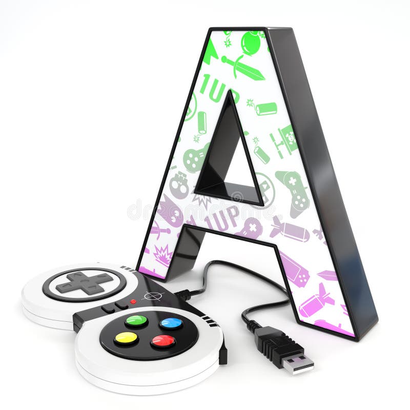 `a` 3d Letter with Video Game Controller Stock Illustration ...