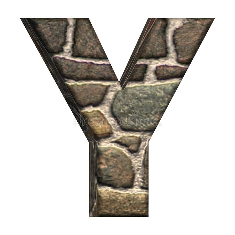 3D Letter Y Made of Stones and Concrete Stock Illustration ...