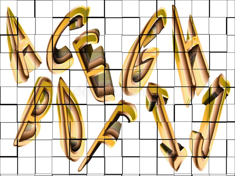 3d Letters of the Alphabet on a Grid Stock Illustration - Illustration ...