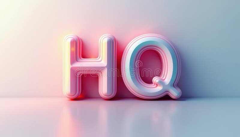 3D Letters HQ with Neon Lighting on a Smooth Reflective Surface. Stock ...