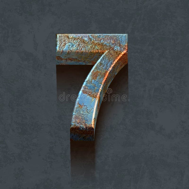 3d Letters, Number Seven on a Rusted Metal Surface, 3d Render Stock ...