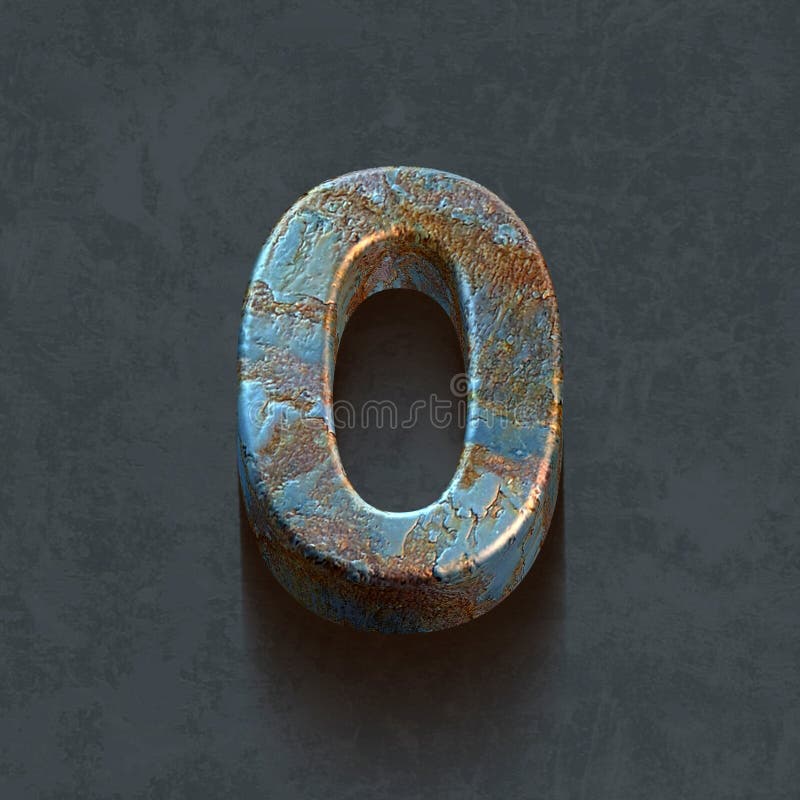 3d Letters, Number Zero on a Rusted Metal Surface, 3d Render Stock ...