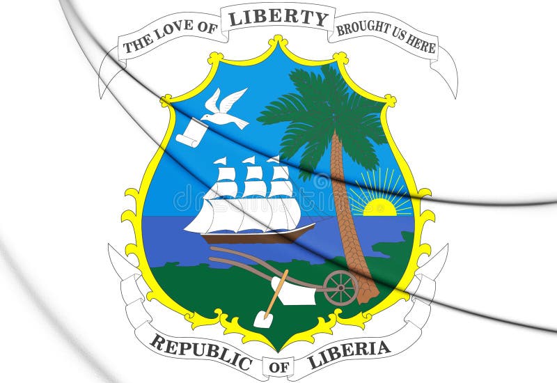 3D Liberia Coat of Arms. stock illustration. Illustration of fabric ...