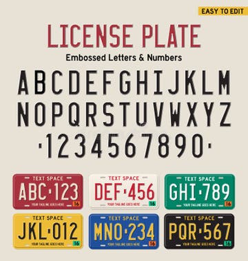 3d license plate font stock vector. Illustration of symbols - 65114566