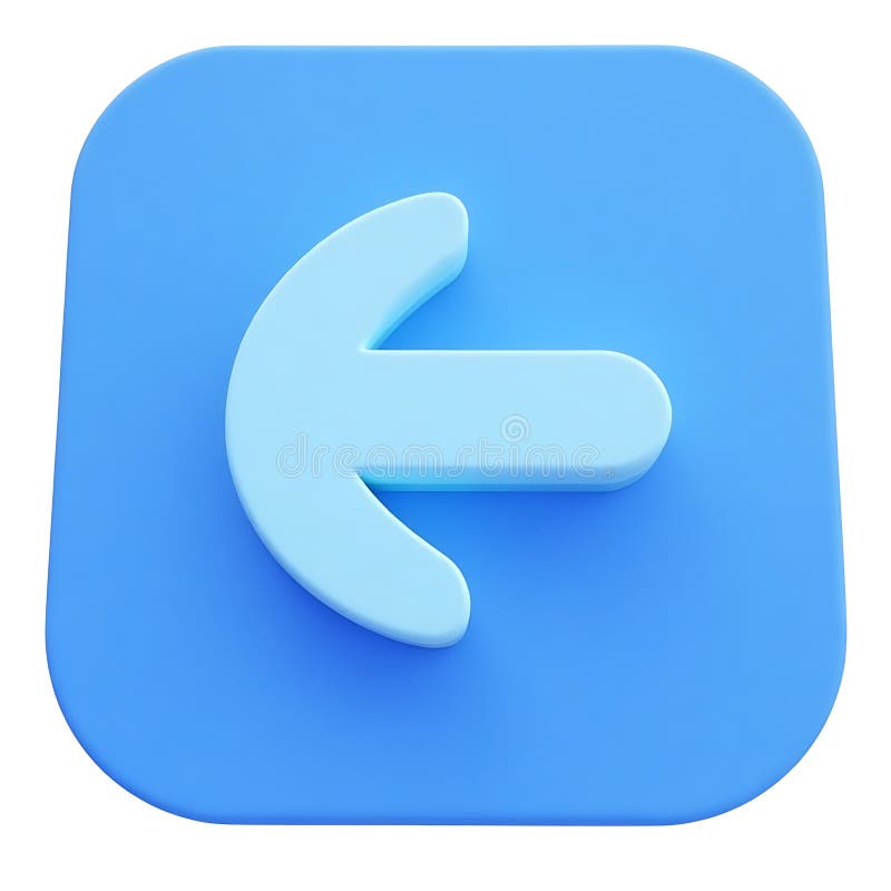 3D Light Blue Arrow Button Icon on White Background Stock Illustration ...