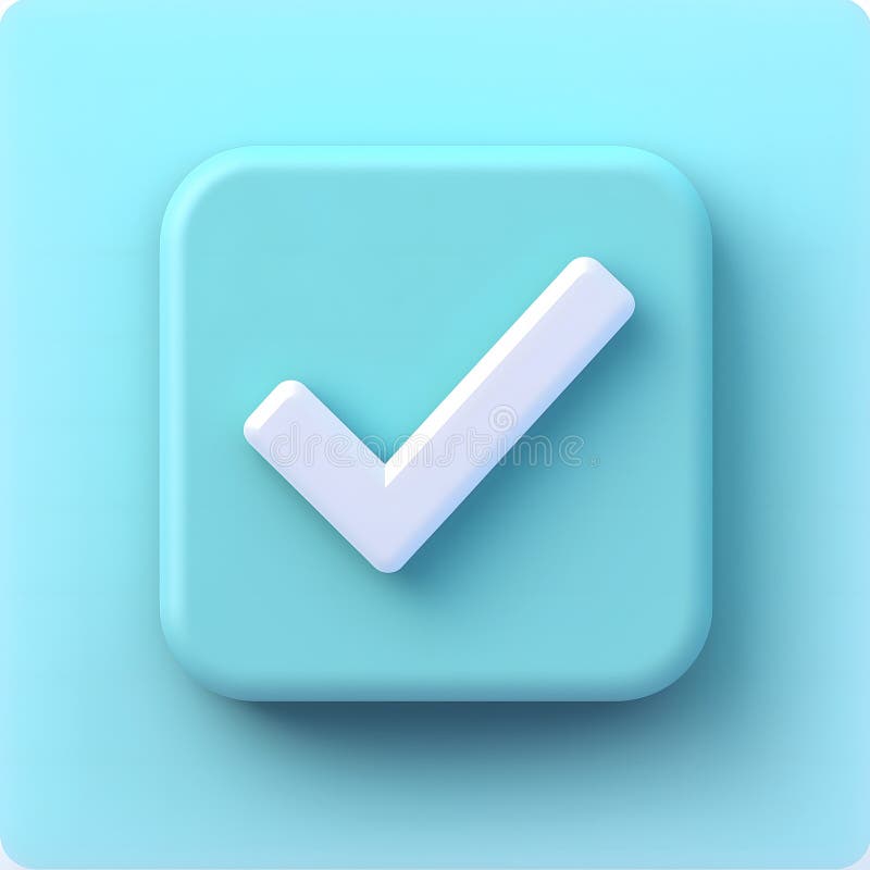 3D Light Blue Checkmark Icon Stock Illustration - Illustration of ...