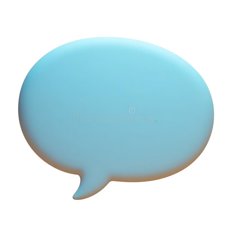 3D Light Blue Speech Bubble Icon on White Background Stock Illustration ...