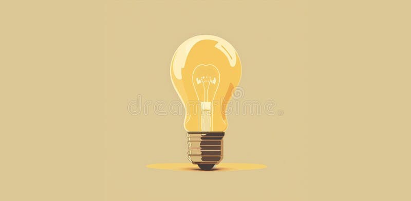 2D Light Bulb on a Beige Background Conceptual Image Stock Illustration ...