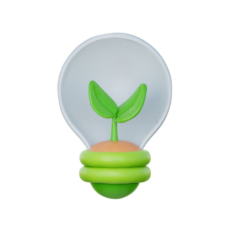 3D Light Bulb with Plant, Environmental Alternative Energy, Clean ...
