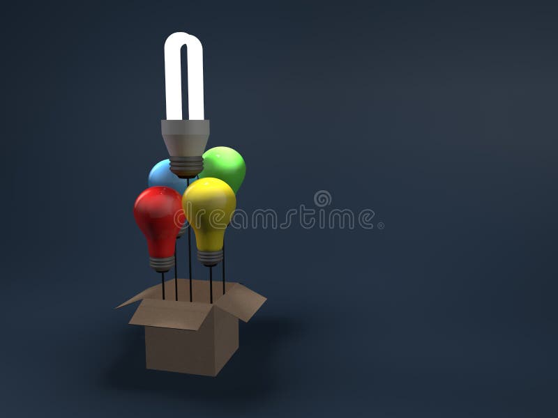 3d light bulbs out of box stock illustration. Illustration of open ...
