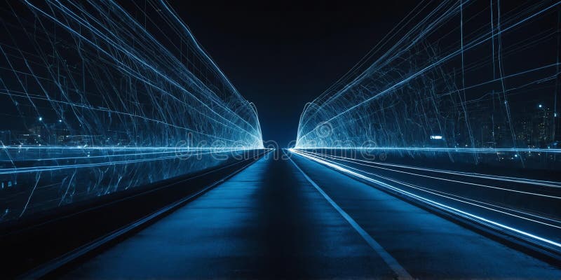 2d Light Trail Blue Line with Speed of Future Backdrop Ai Generated ...