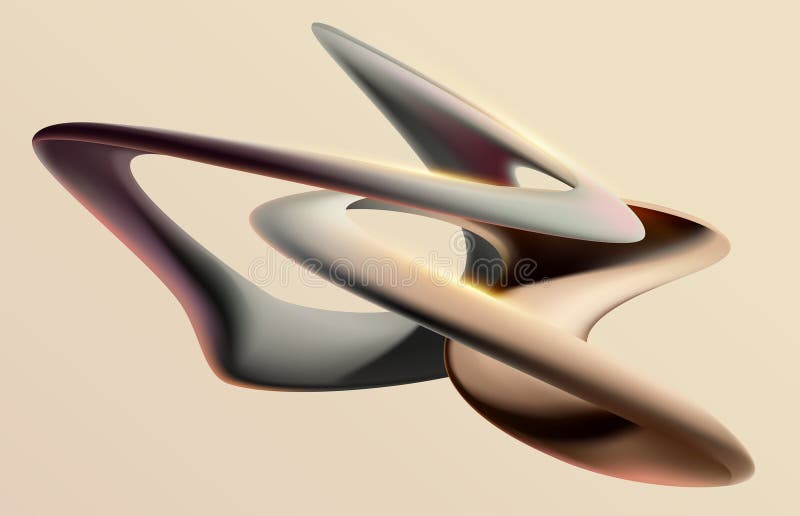 3D Light Twisted Circle. Liquid Geometric Shapes. Stock Vector ...