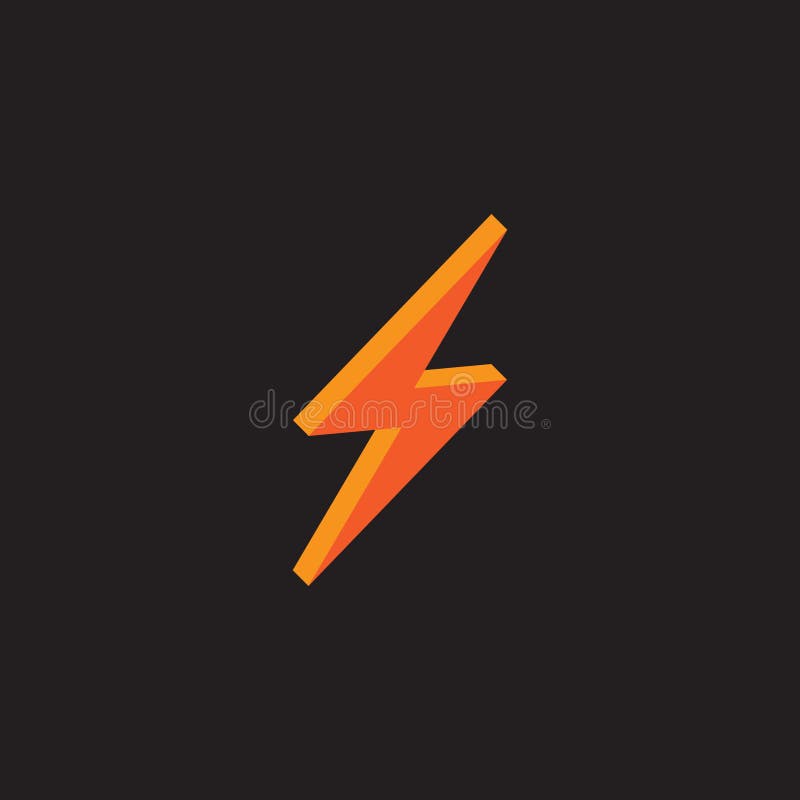 3d Lightning Dark Orange Symbol on Black Background Vector Stock Vector ...
