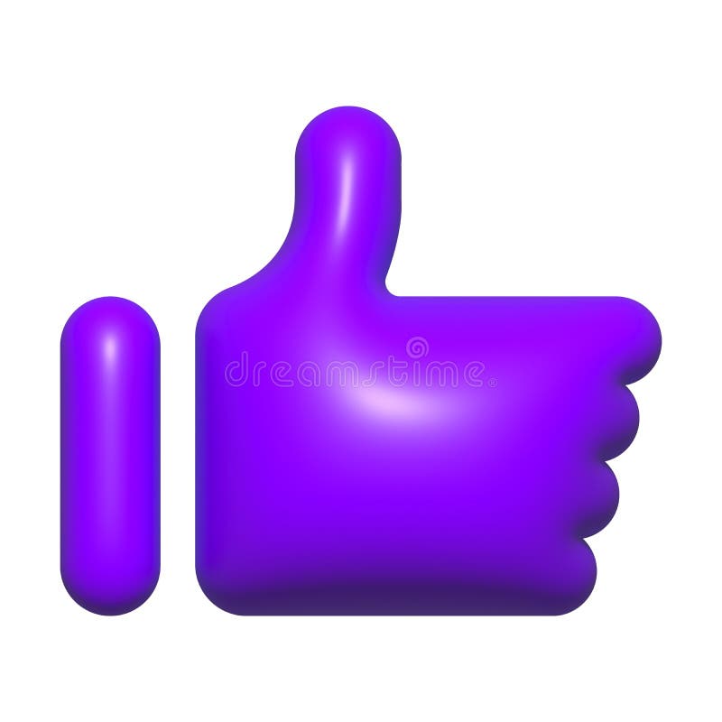 3D Like Icon Purple, Hand Thumb Up for Button Stock Illustration ...