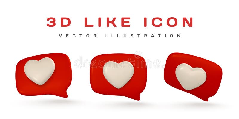 3d Like Message Notification Icon. Cute Minimal Speech Bubble with ...