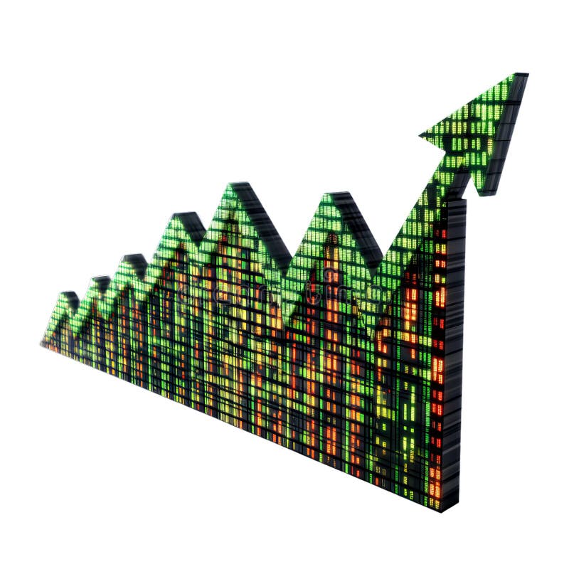 A 3D Line Graph, Composed of Glowing Green and Red Pixels, Forms an ...