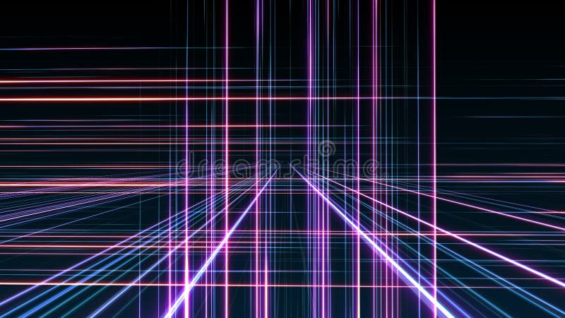 3d line neon cube in space stock illustration. Illustration of ...
