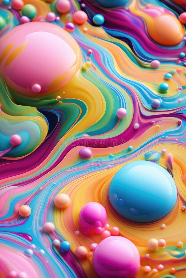 3D Liquid Abstract with Spheres Stock Illustration - Illustration of ...