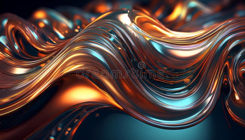 3D Liquid Metal Wave_ stock illustration. Illustration of three - 336980142
