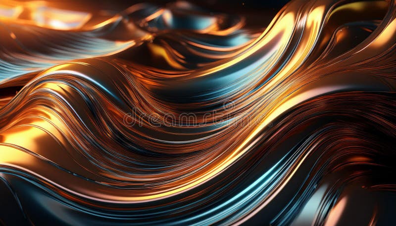 3D Liquid Metal Wave_ stock illustration. Illustration of metal - 336979875