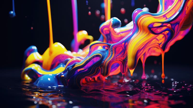 3D Liquid Neon Paint, Abstract Illustration Stock Illustration ...