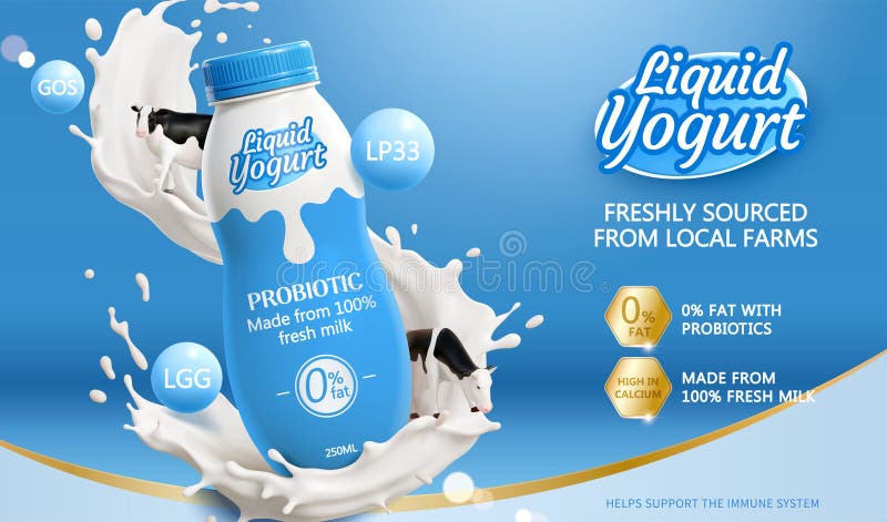 3d Liquid Yogurt Drink Ad Template Stock Vector - Illustration of cream ...