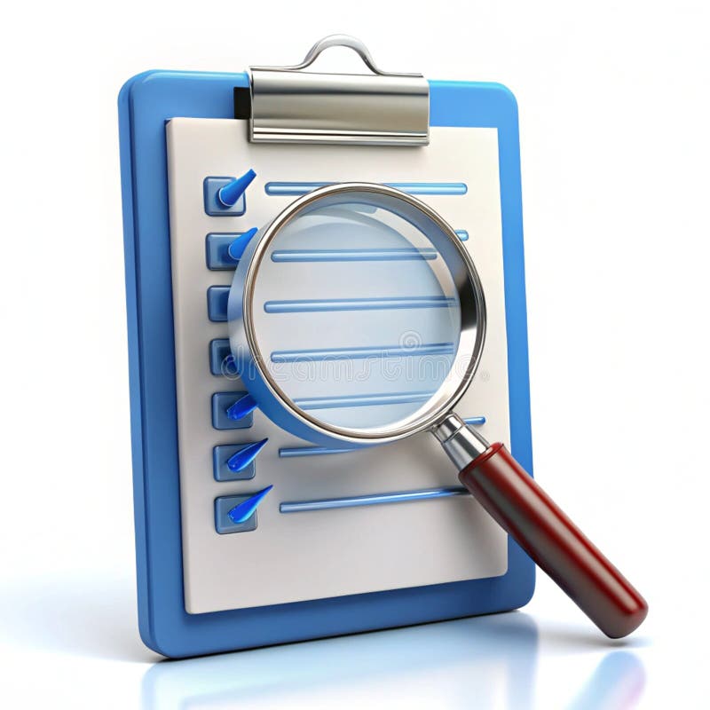 3d List Magnifying Glass White Background Stock Photos - Free & Royalty ...