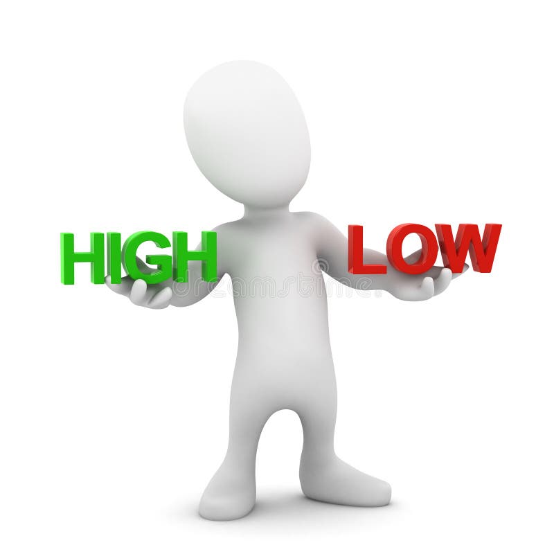 3d Little Man Balances High and Low Stock Illustration - Illustration ...