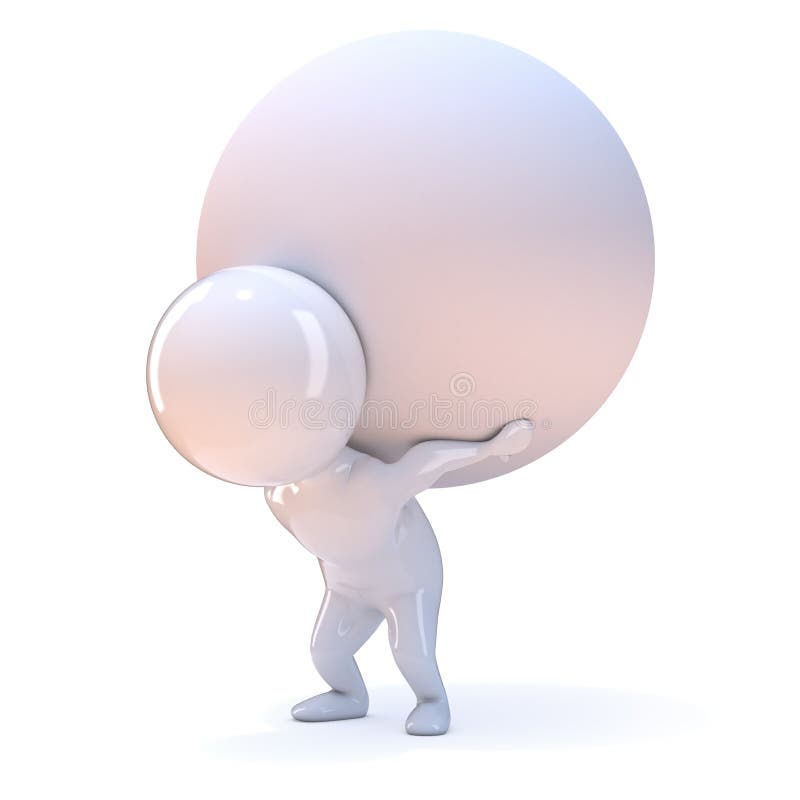 3d Little Man Carrying a Heavy Load Stock Illustration - Illustration ...