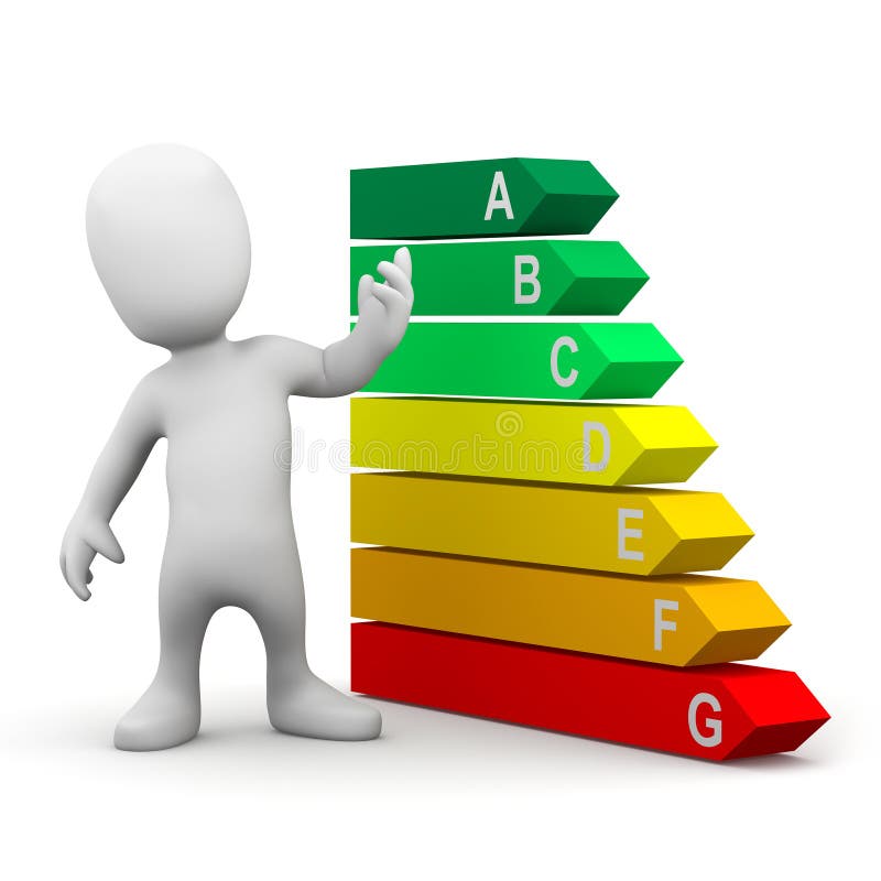 3d Little Man Checks His Energy Usage Stock Illustration - Illustration ...