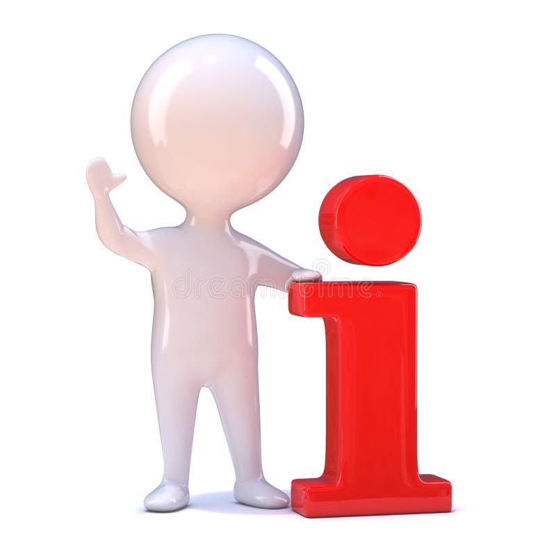 3d Little Man Has Information Stock Illustration - Illustration of ...